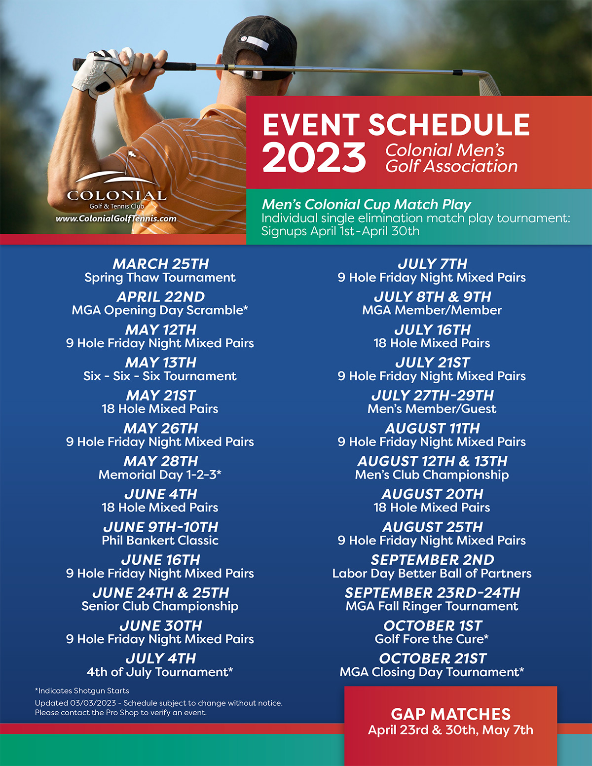 MGA & CWGA Labor Day Better Ball - Colonial Golf & Tennis