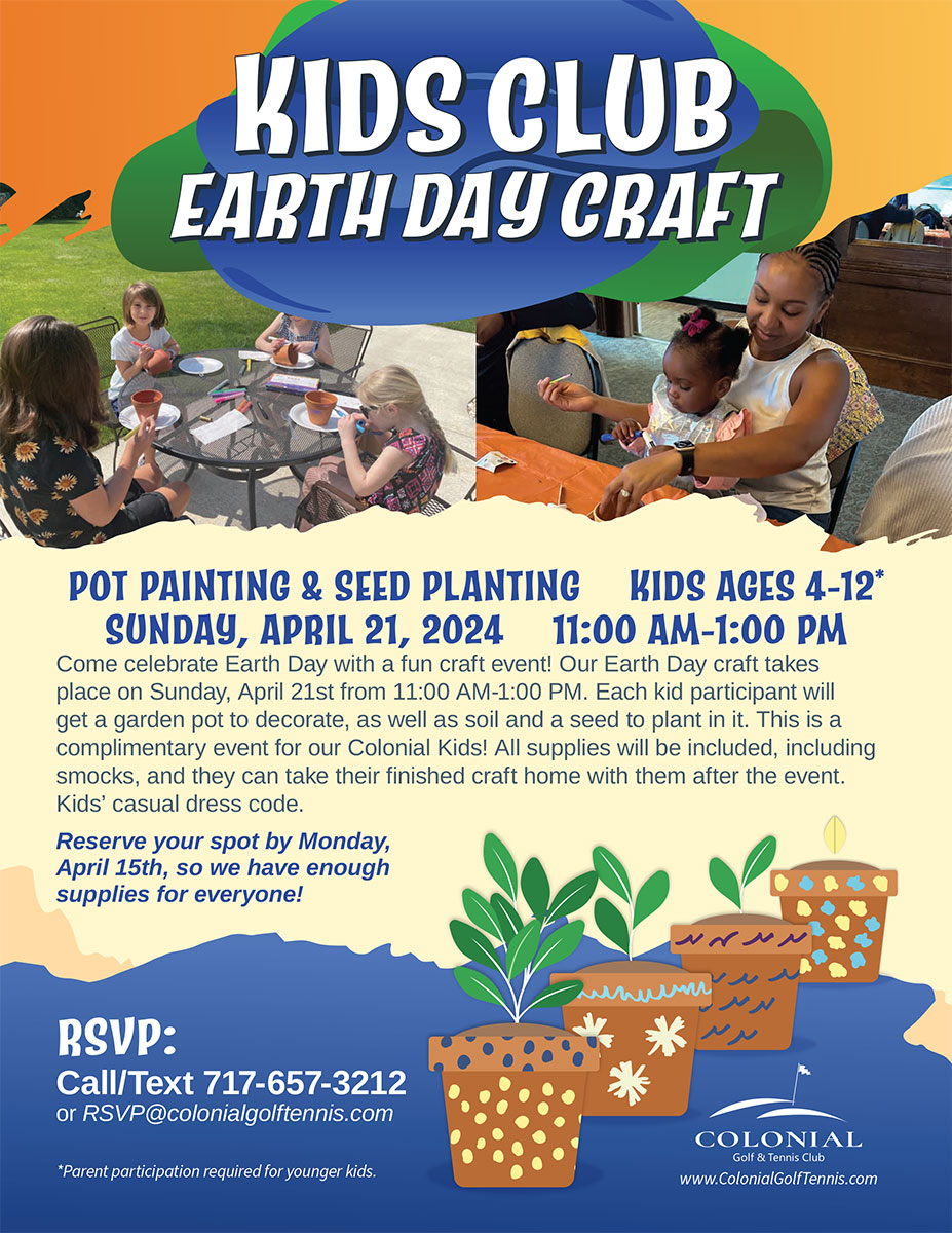 Kids Club Earth Day Activity - Colonial Golf & Tennis